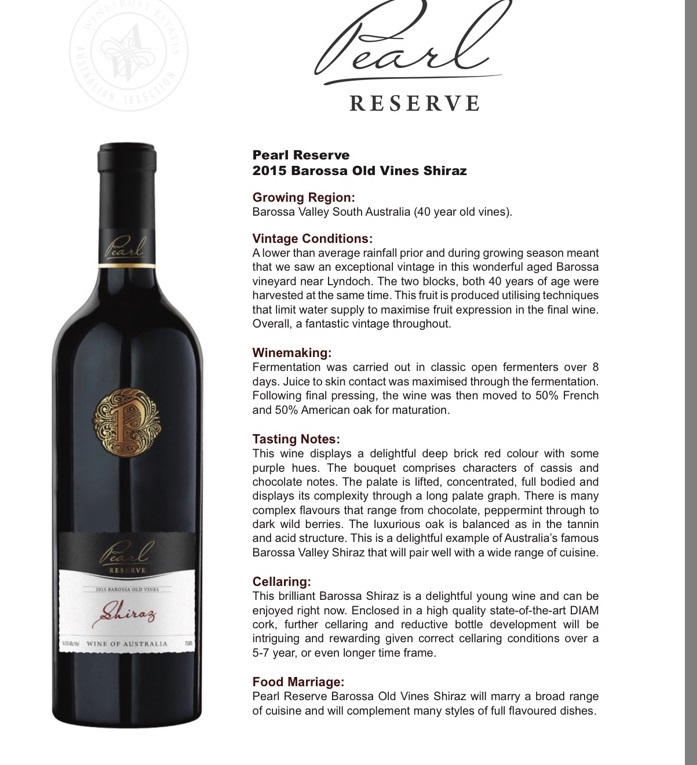 Vang Úc Pearl Barosa old vine - Shiraz - Rượu bia nhập khẩu